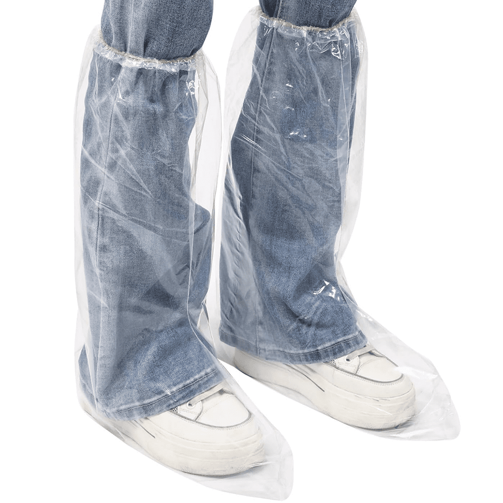 100 Pcs (50 Pairs) Waterproof Long Boots Cover,Disposable Clear Shoe ...