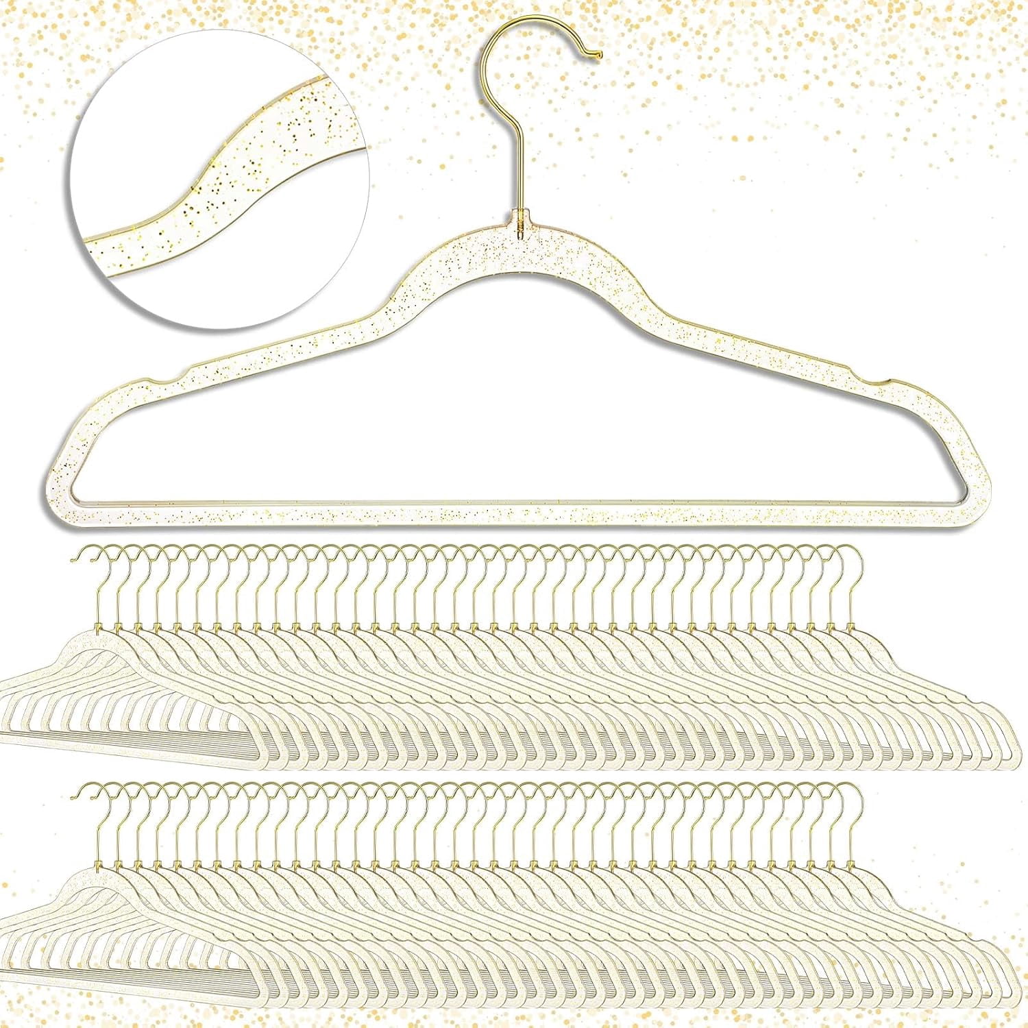 100 Pcs 50 Pcs Clear Acrylic Hangers Plastic Glitter Coat Hanger ...