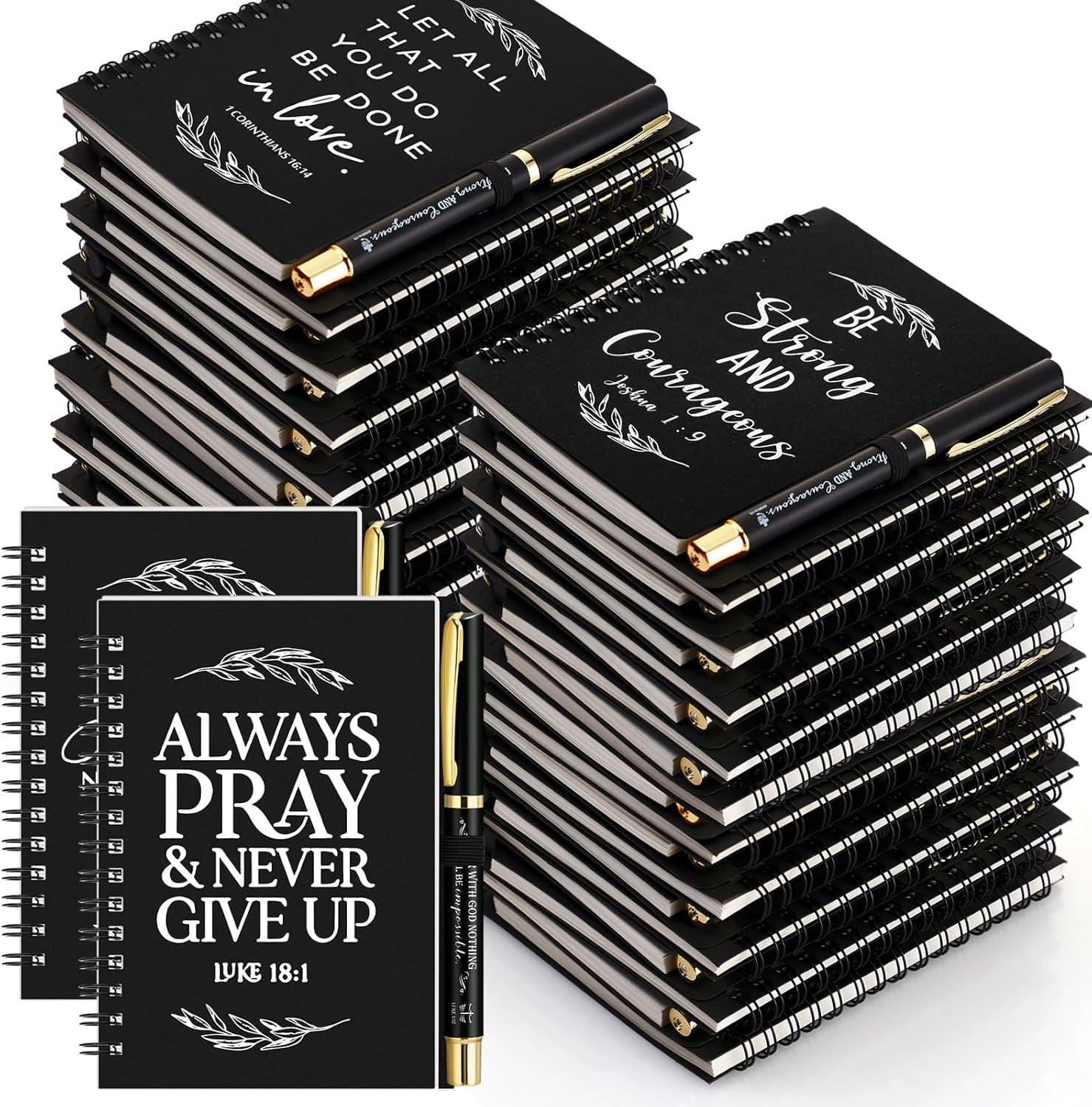 100 Pcs/ 50 Set Christian Gift Bulk Include Spiral Notebook and Bible ...