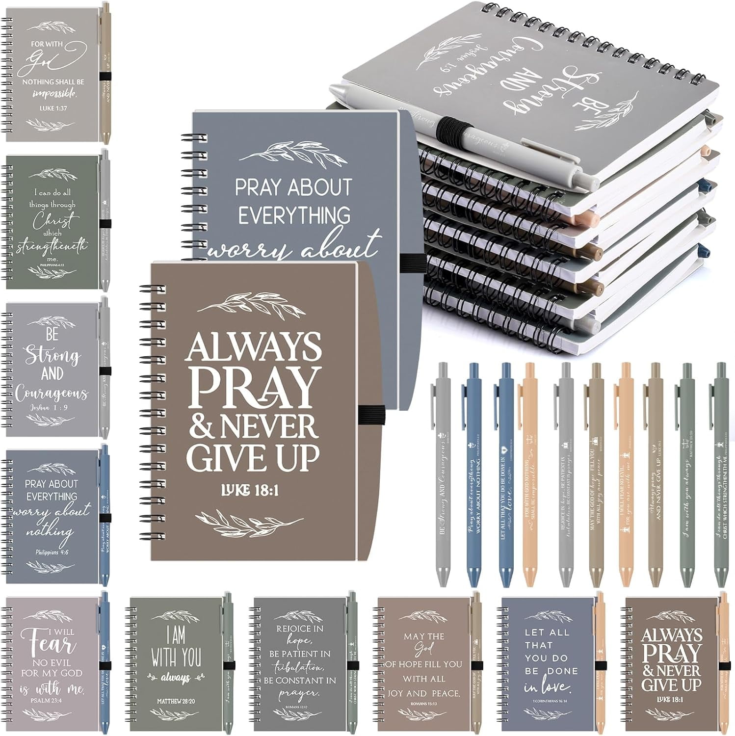 100 Pcs/ 50 Set Christian Gift Bulk Include Spiral Notebook and Bible ...