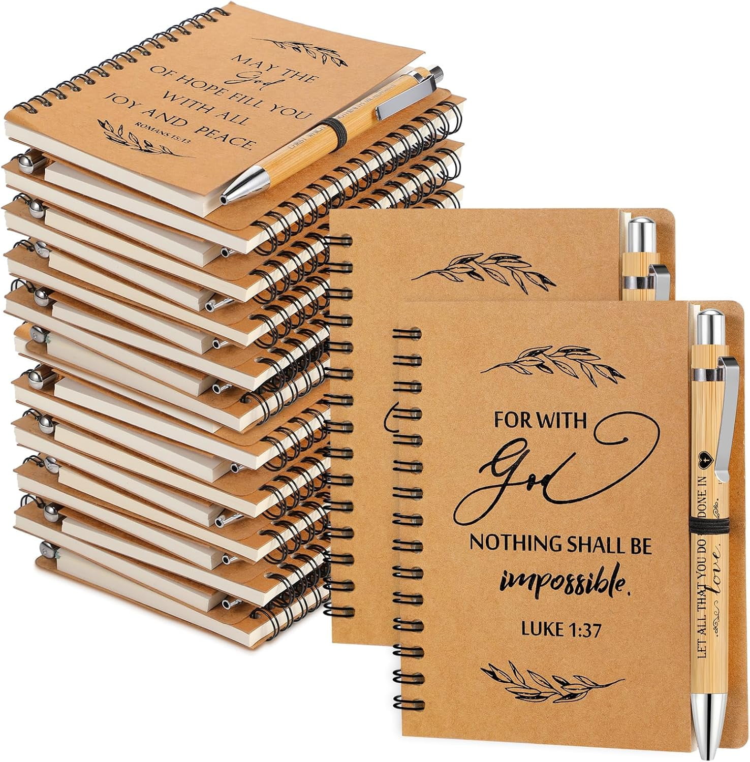 100 Pcs/ 50 Set Christian Gift Bulk Include Spiral Notebook and Bible ...