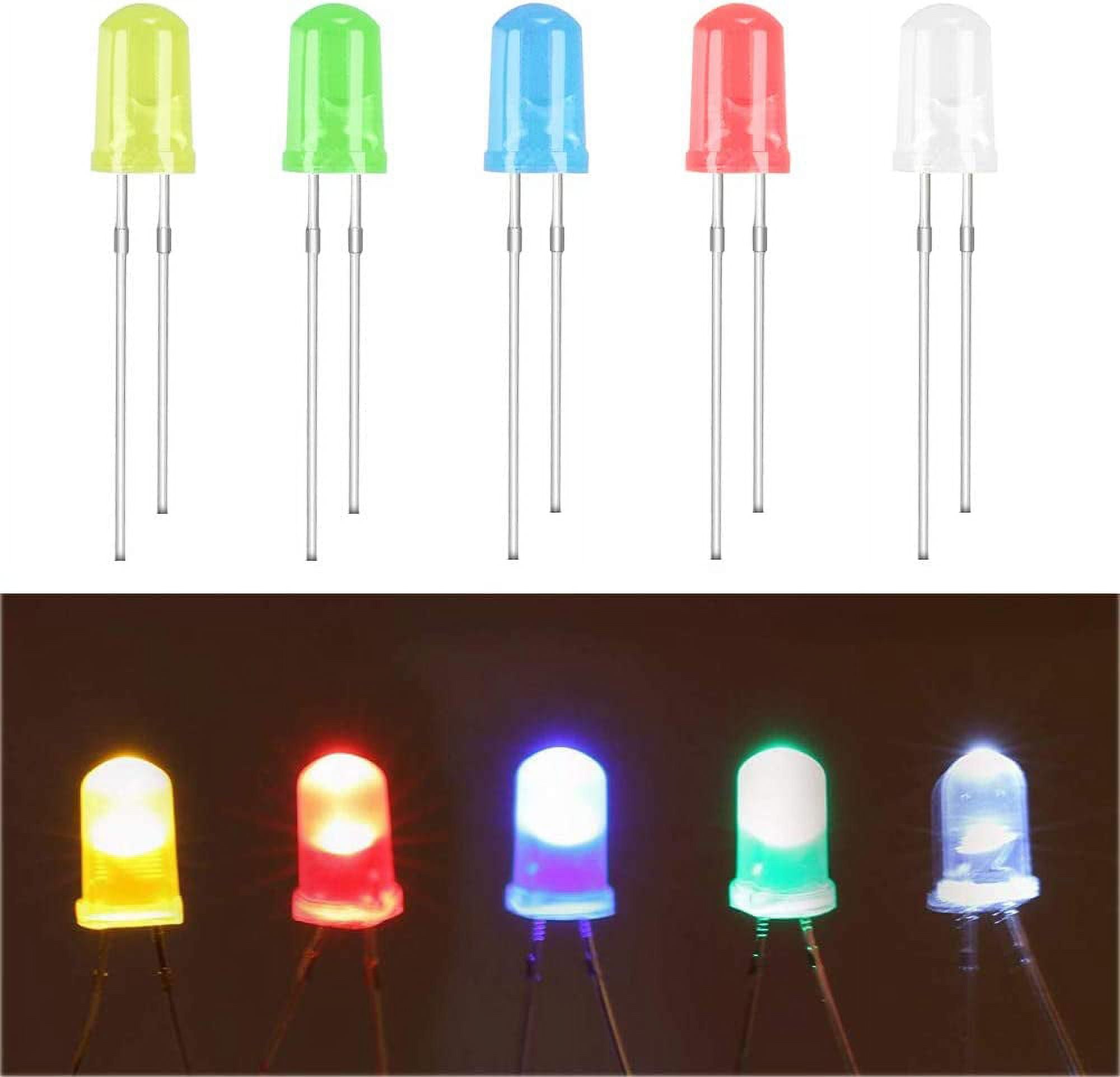 (100 Pcs) 5mm LED Light Diodes, LED Circuit Assorted Kit for Science ...