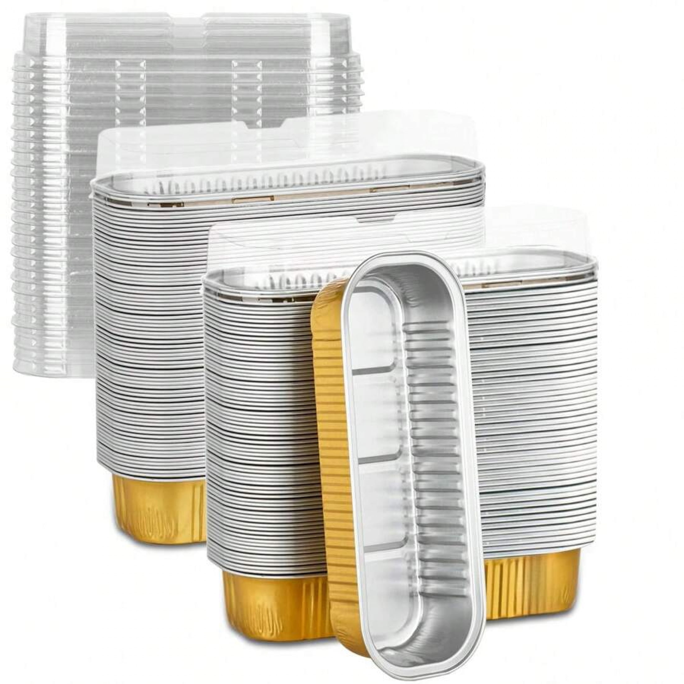 100 Pcs 6.8oz Mini Aluminum Foil Loaf Pans with Lids - Rectangular ...