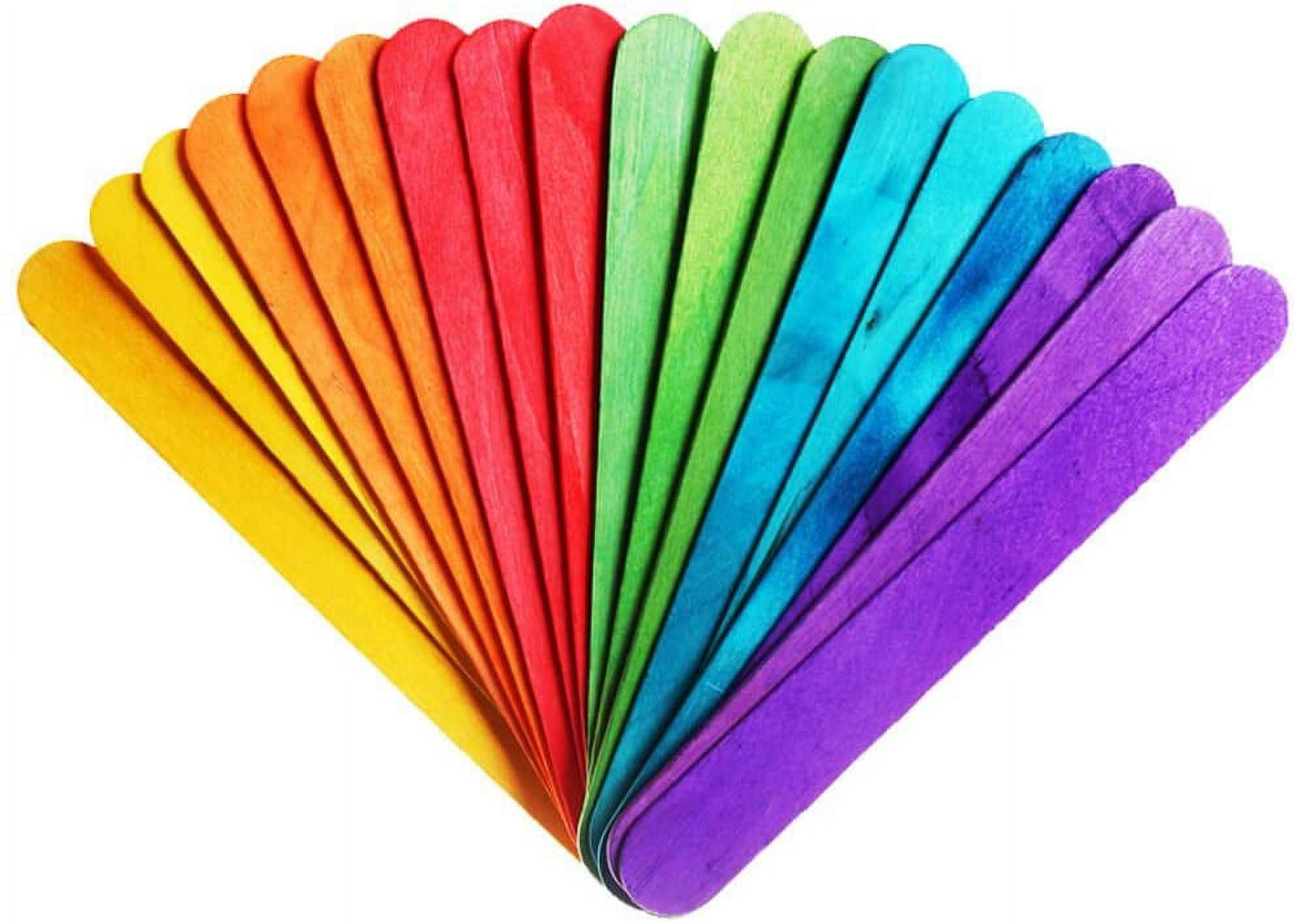 100 Pcs 6” Colored Jumbo Wood Craft Sticks - Walmart.com