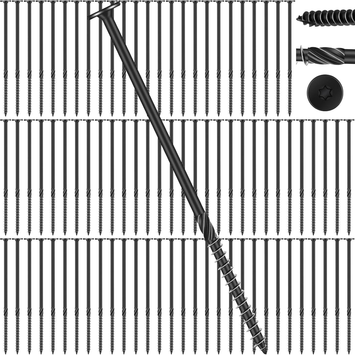 100 Pcs 6 Inch Lag Screws Structural Wood Screws #14 x 6, Heavy Duty ...
