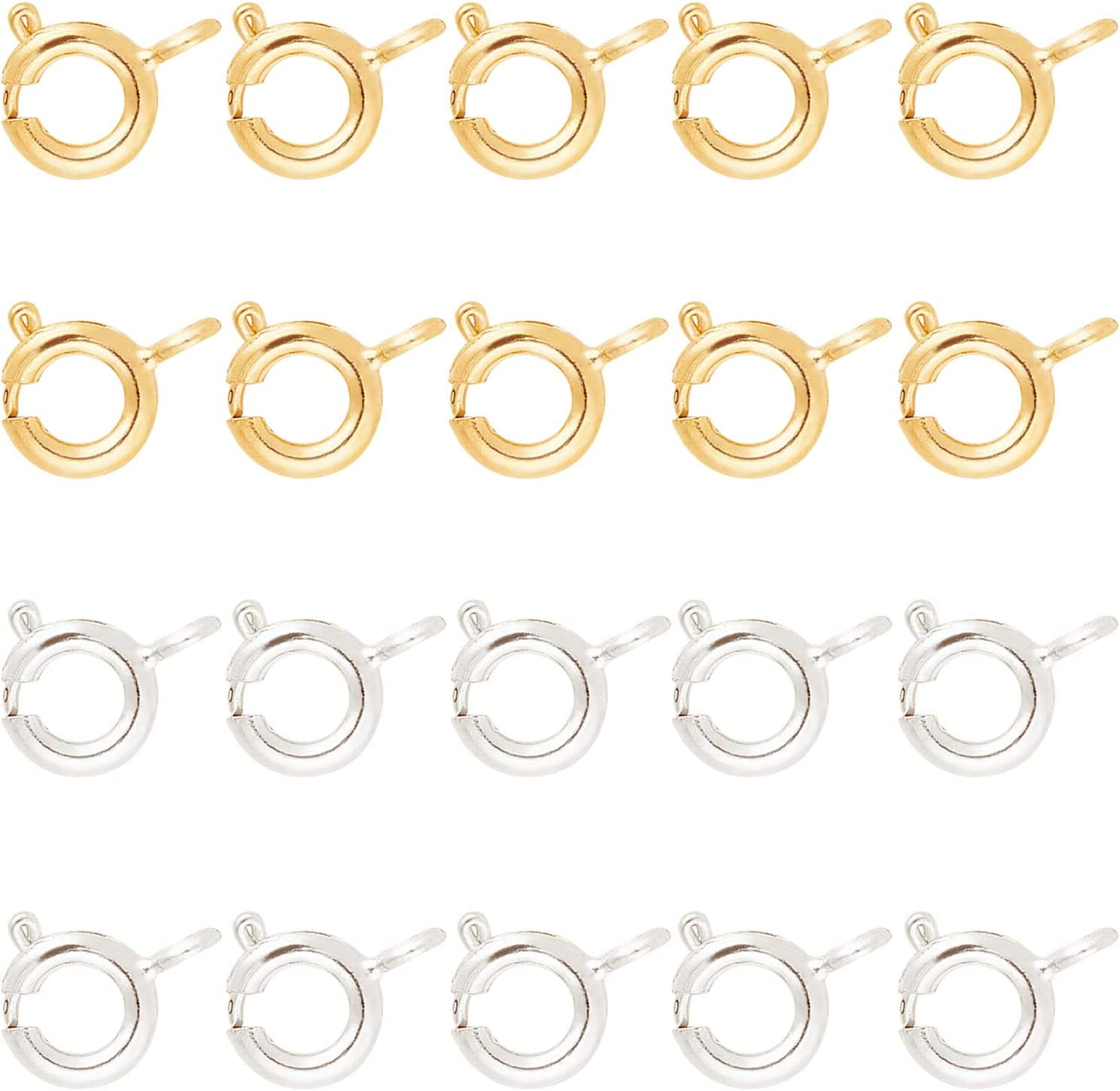 100 Pcs 6mm Brass Spring Ring Clasps Round Clasps Open Spring Ring for ...