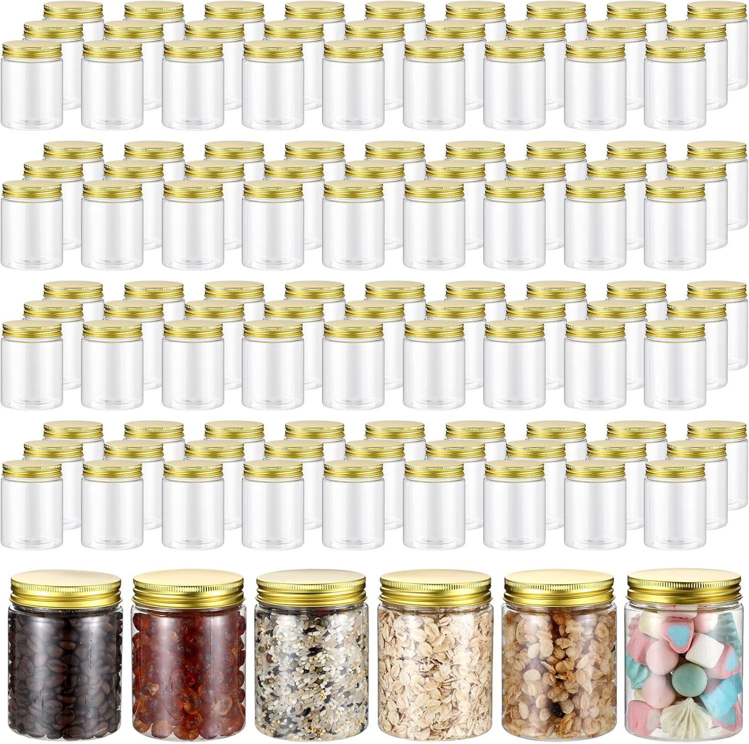 100 Pcs 8 oz Clear Plastic Jars Empty Plastic Storage Containers ...