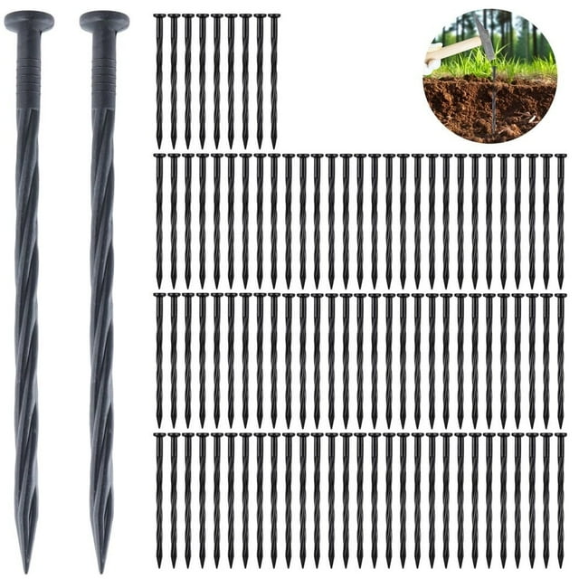 100 Pcs 8Inch Spiral Landscape Anchoring Spike,Fabric Edging Stakes ...