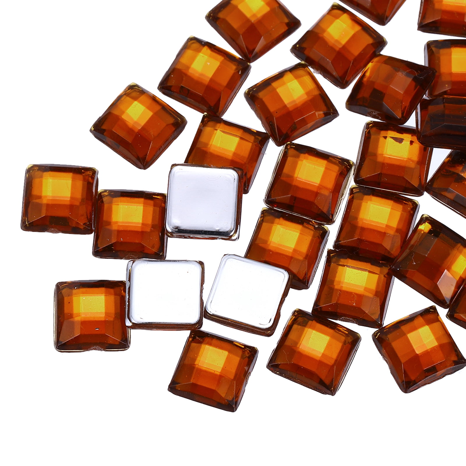100 Pcs Acrylic Flat Back Rhinestones 8mm Square Artificial Gemstone ...