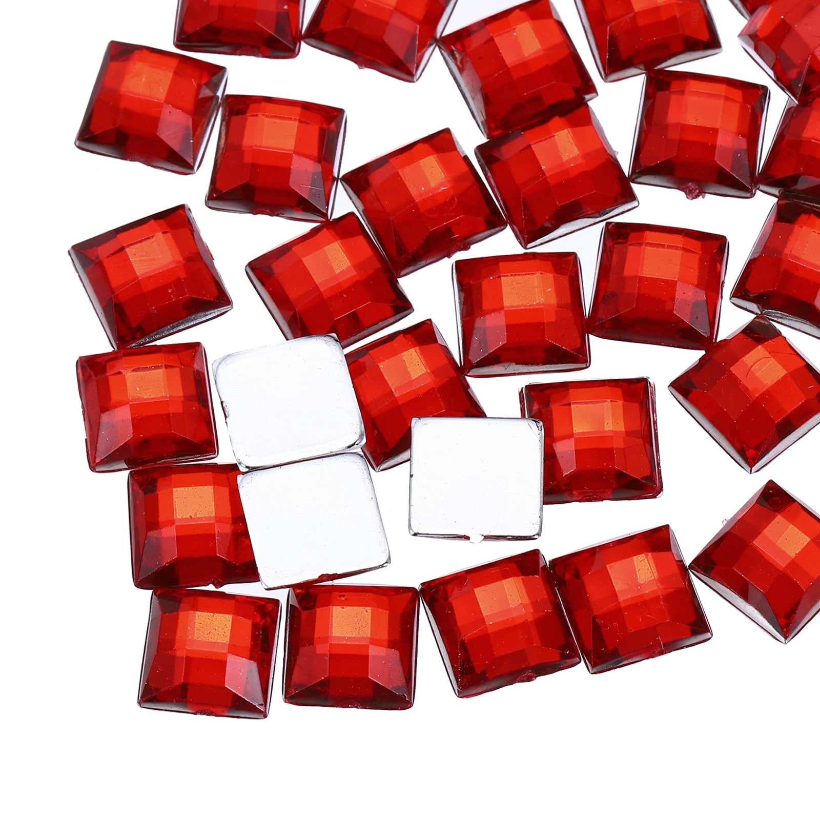 100 Pcs Acrylic Flat Back Rhinestones 8mm Square Artificial Gemstone ...