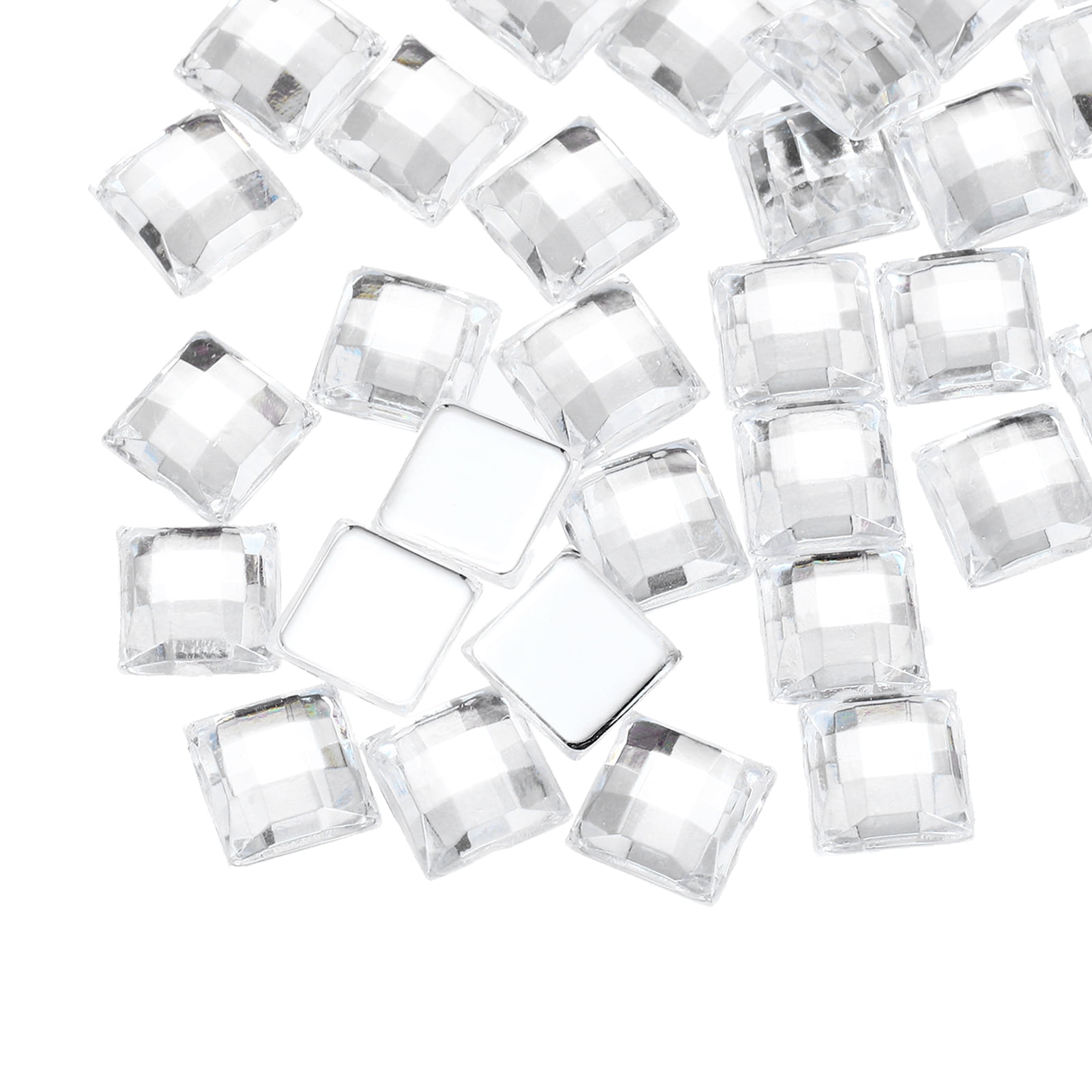 100 Pcs Acrylic Flat Back Rhinestones 8mm Square Artificial Gemstone ...