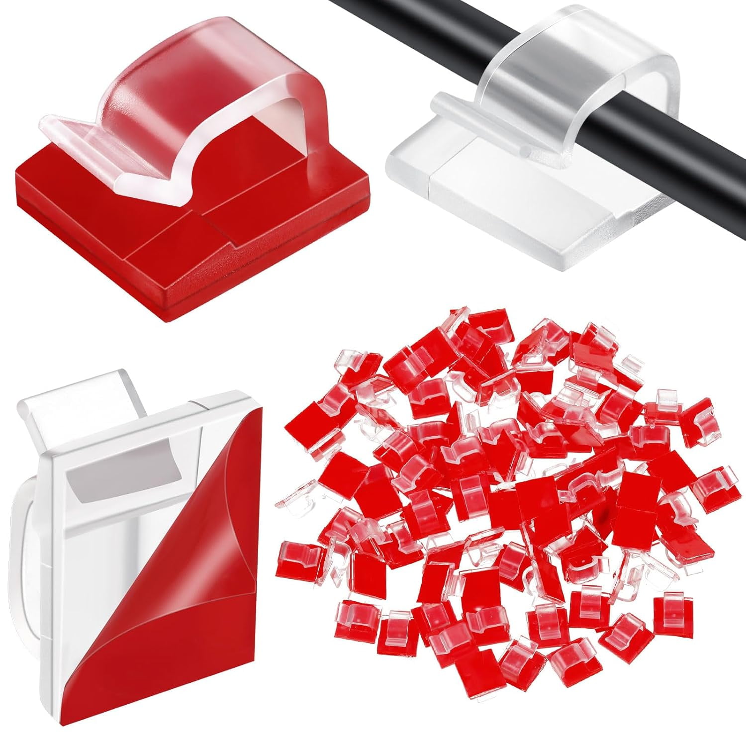 100 Pcs Adhesive Cable Wire Clips, Outdoor Light Clips, Cord Management ...