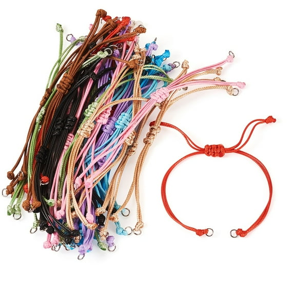 100 Pcs Adjustable Waxed Bracelet Cords for Jewelry Making, Mixed Color ...