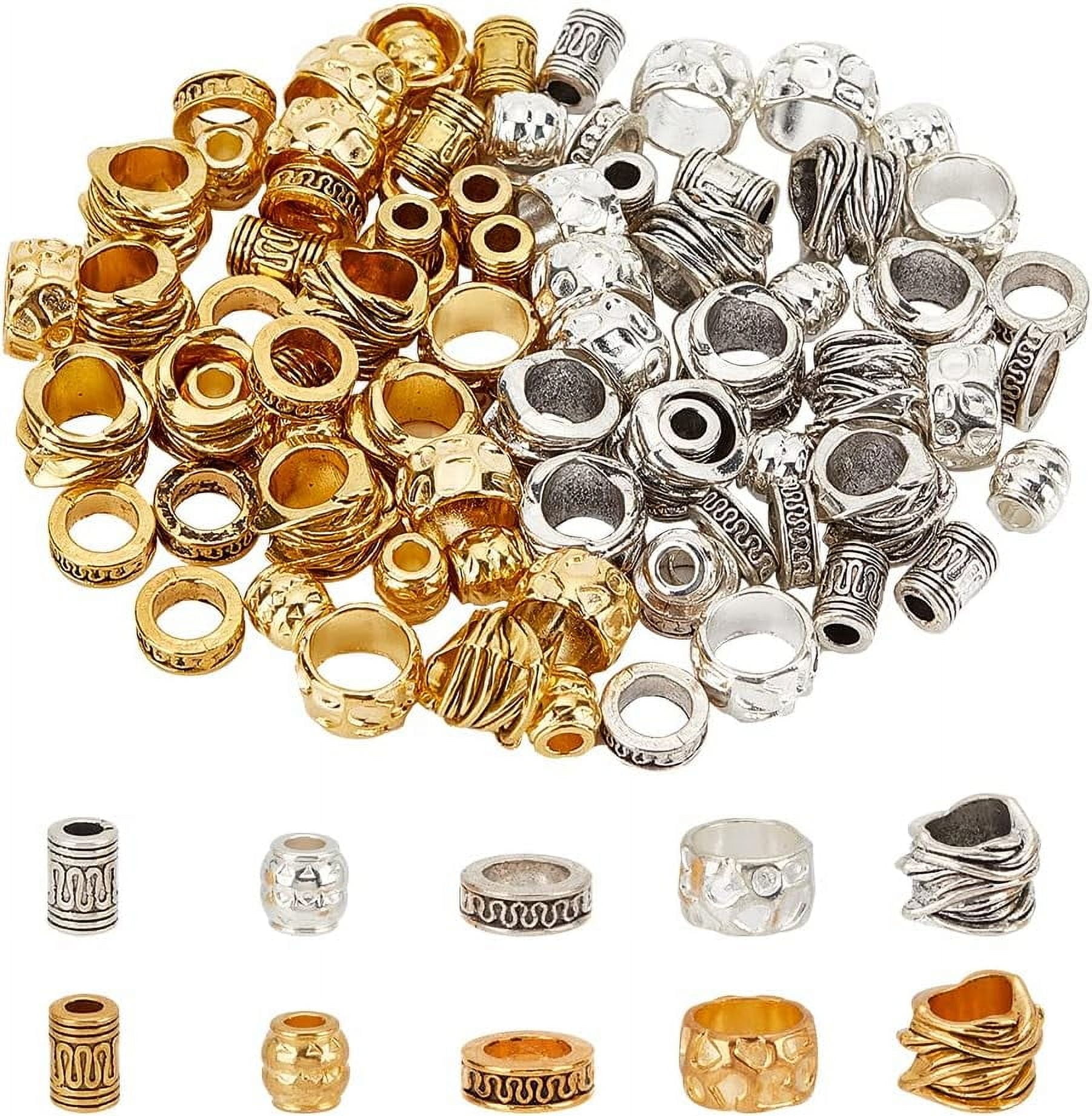 100 Pcs African Hair Beads 10 Styles Dreadlock Beads Tibetan Style ...