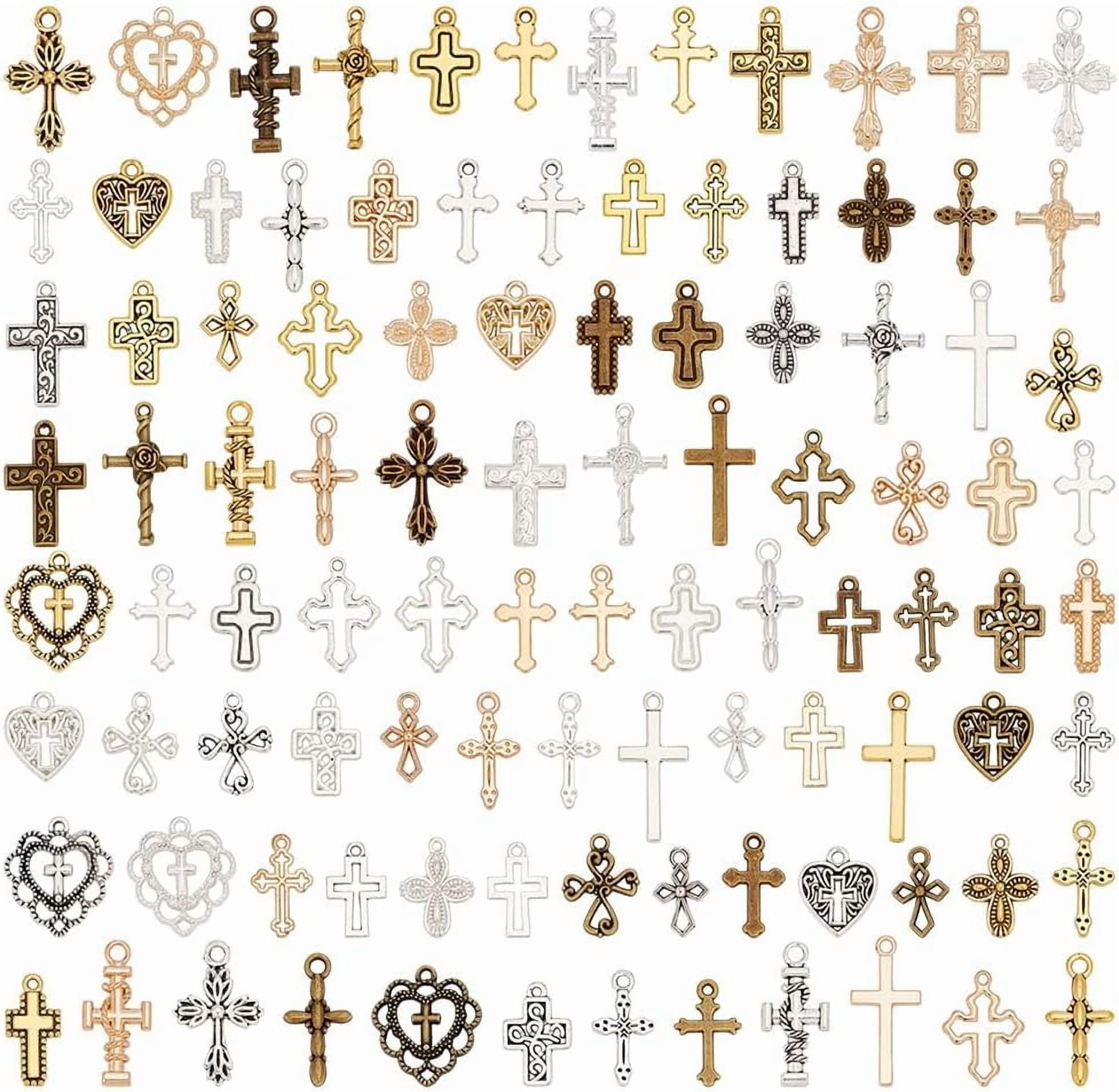 100 Pcs Alloy Tibetan Style Charms Mixed Crucifix Pendant Connector ...