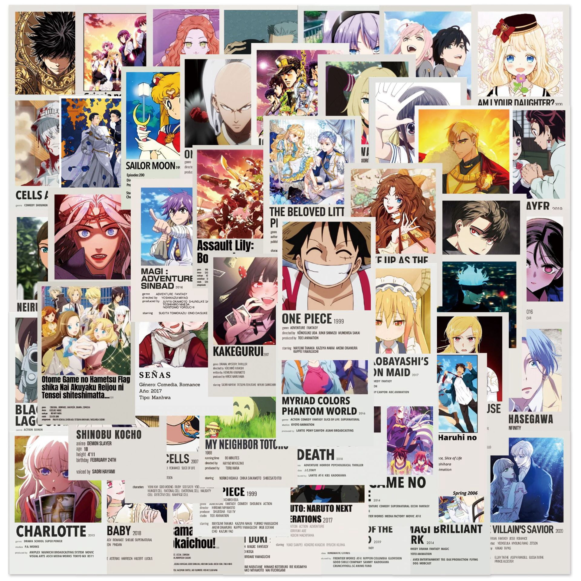 100 Pcs Anime Poster Manga Stickers Collector Set - Premium Vinyl ...