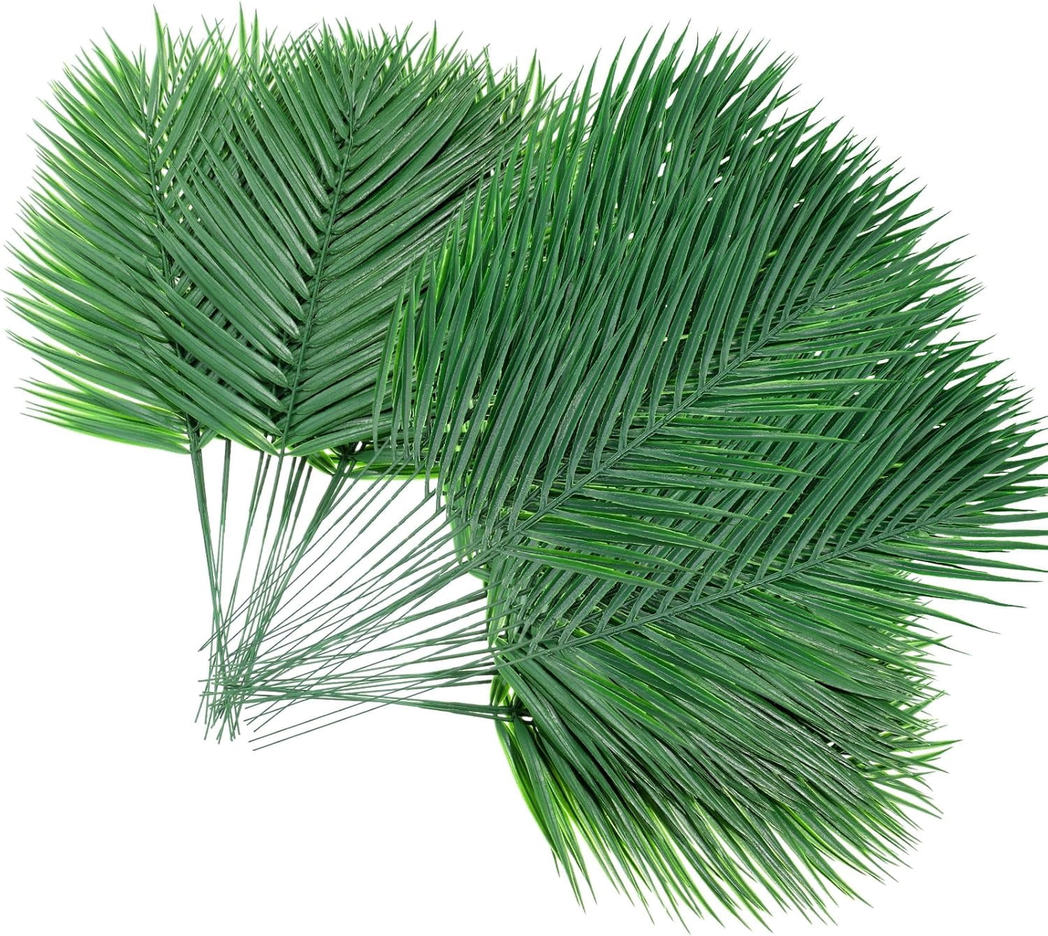 100 Pcs Artificial Palm Leaves Bulk Fake Tree Stems Large Faux Greenery ...