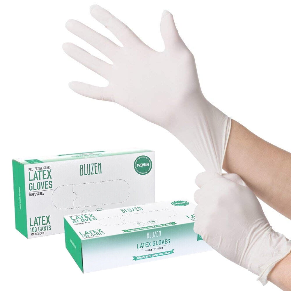 100 Pcs BLUZEN Latex Gloves Single Use Powder Free (L) - Walmart.com