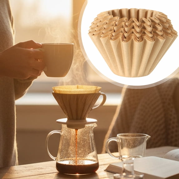 100 Pcs Basket Coffee Filters – Flat Bottom Paper Cups for 1–12 Cup ...