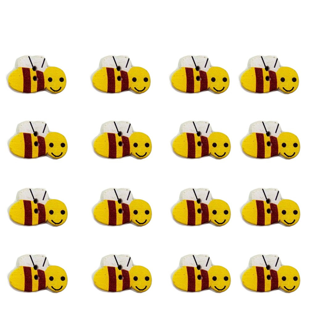 100 Pcs Bee Cutton Decorate Kids Crafts Wooden Buttons Themed ...