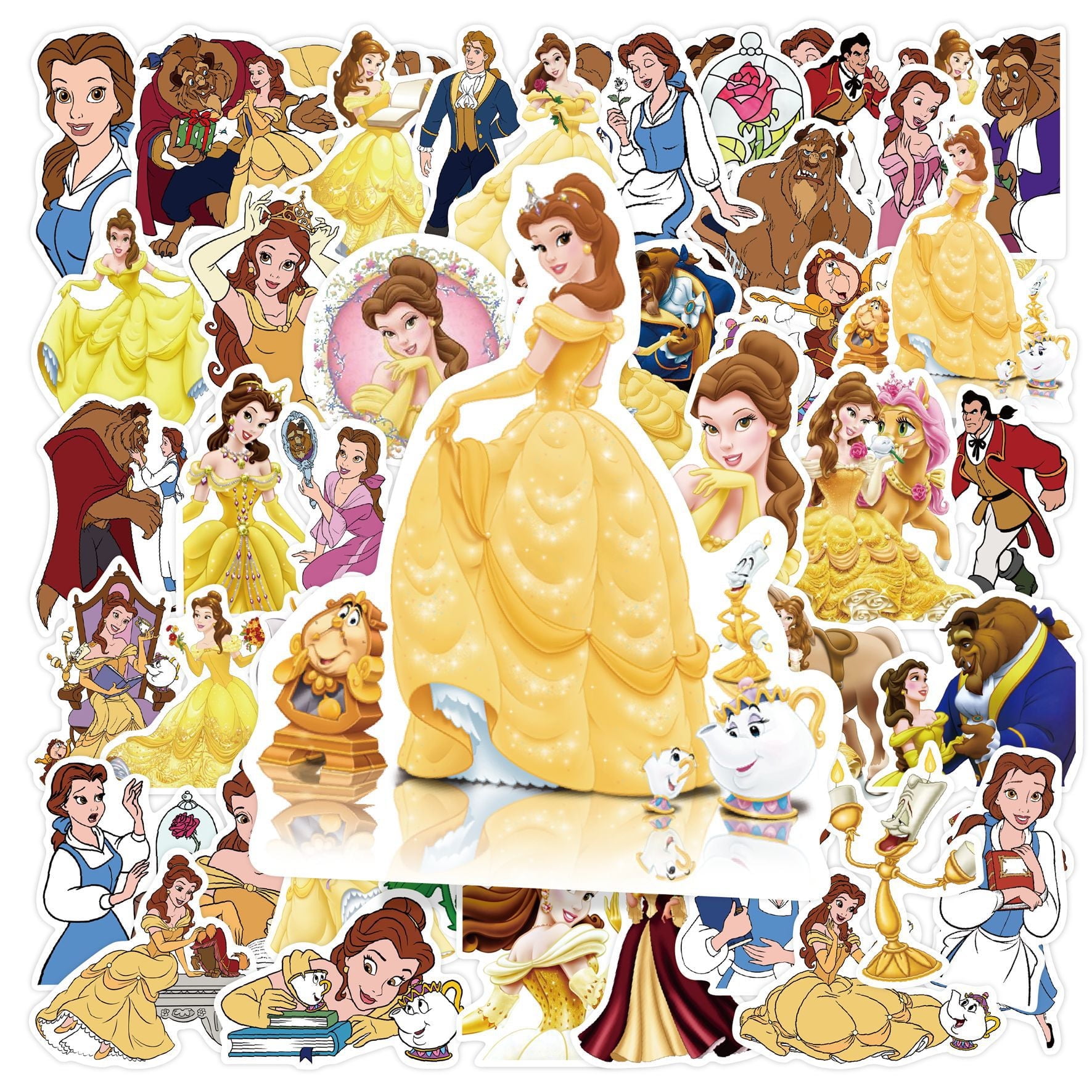 100 Pcs Belle Princess Cartoon Stickers Waterproof Vinyl - Decals for ...