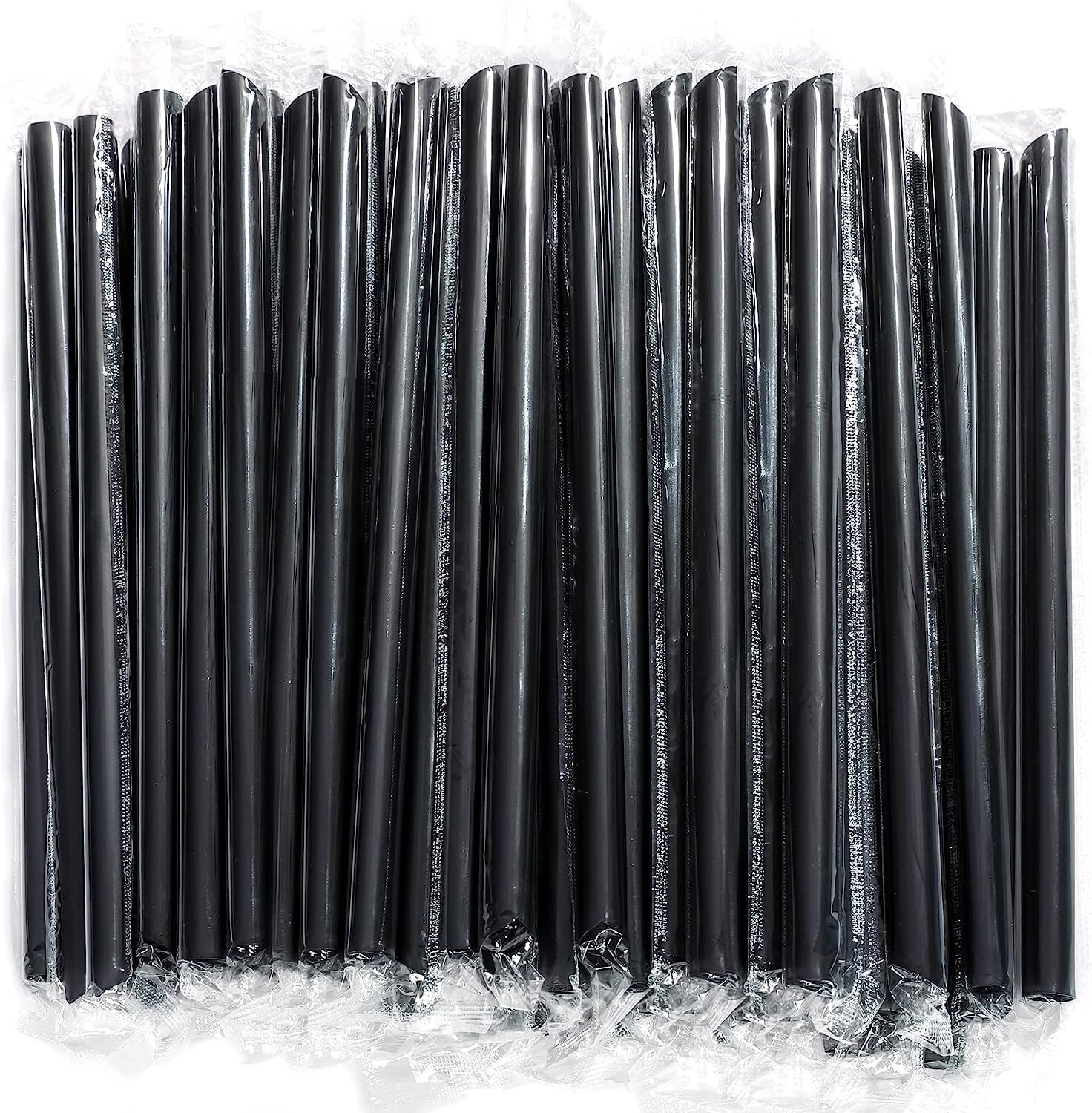 100 Pcs Black Boba Straws Jumbo Smoothie Straws,Individually Wrapped ...