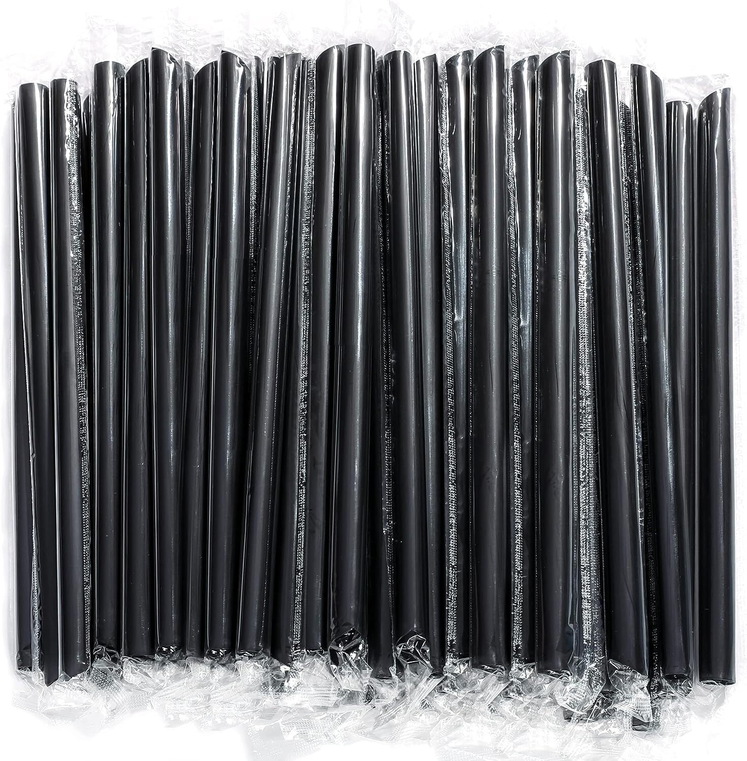 100 Pcs Black Boba Straws Smoothie Straws,Individually Wrapped ...