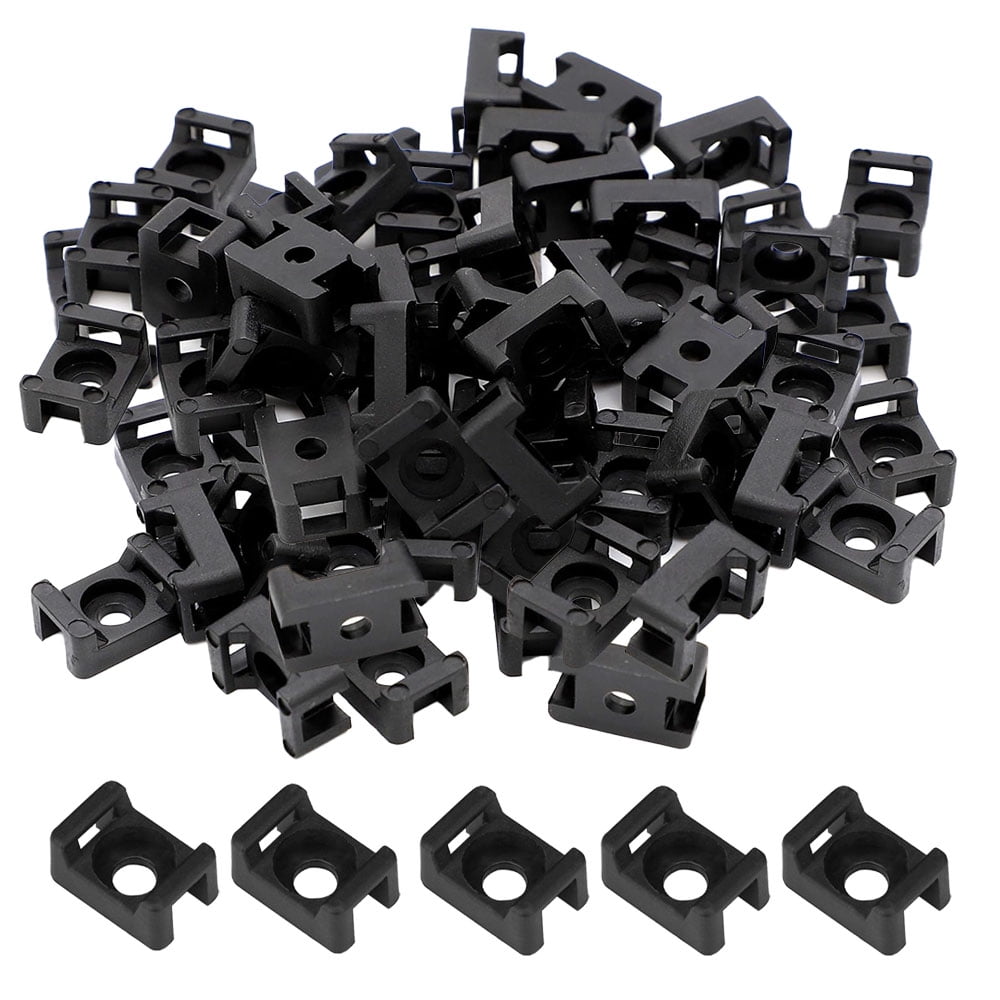 100 Pcs Black Cable Tie Base Saddle Type Mount Wire Holder，for Run ...