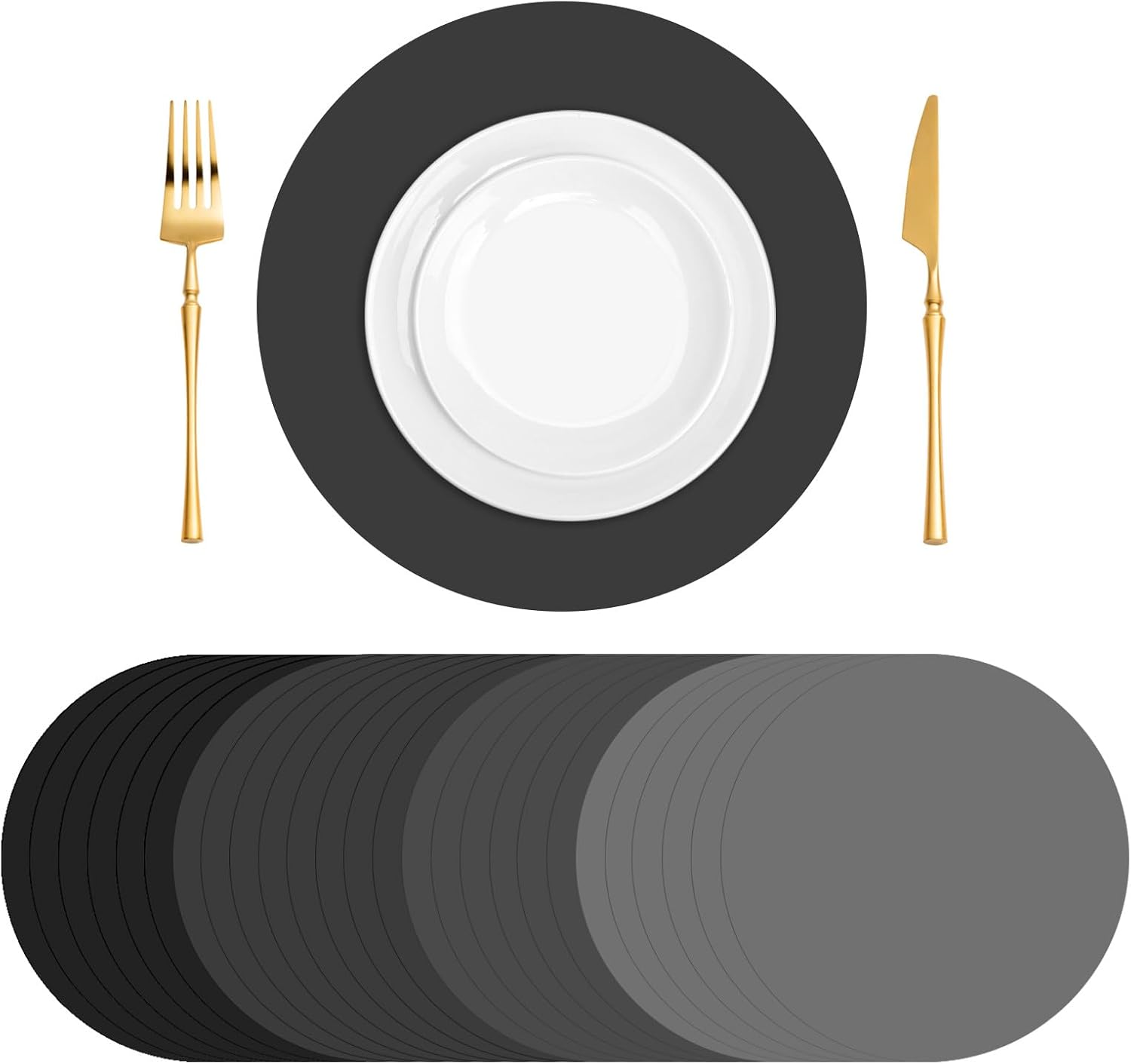 100 Pcs Black Paper Place Mats 13.5 Inch Round Placemats Gradient ...
