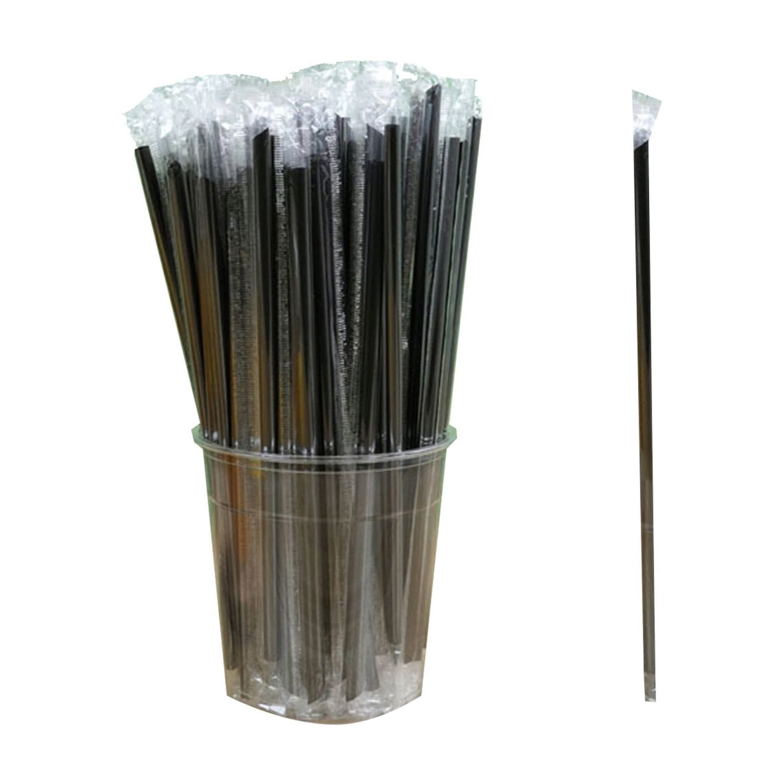 100 Pcs Black Plastic Straws Disposable Individual Packaging Drinking ...