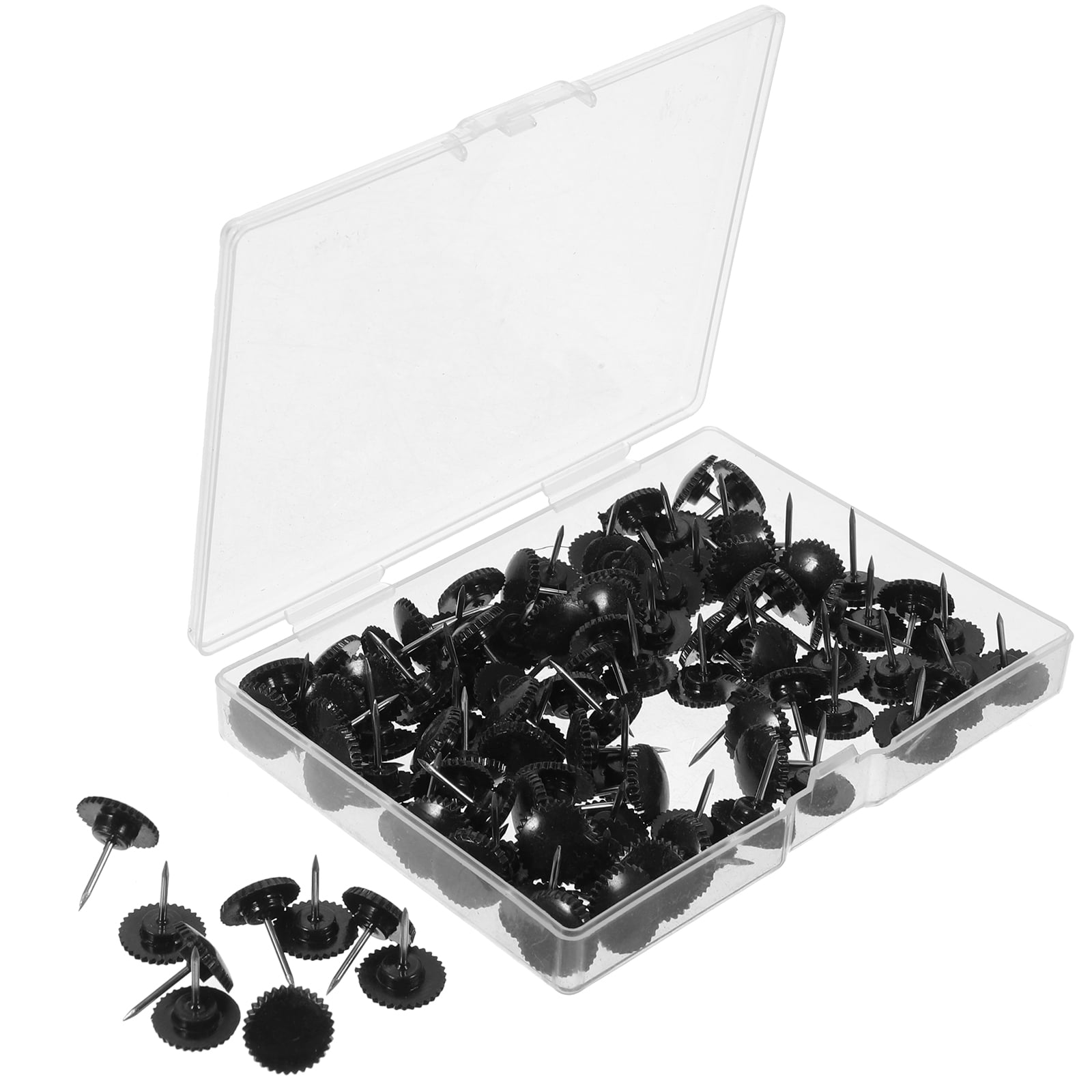 100 Pcs Black Push Pins Decorative Pushpin Cork Board Flat Thumb Tacks ...