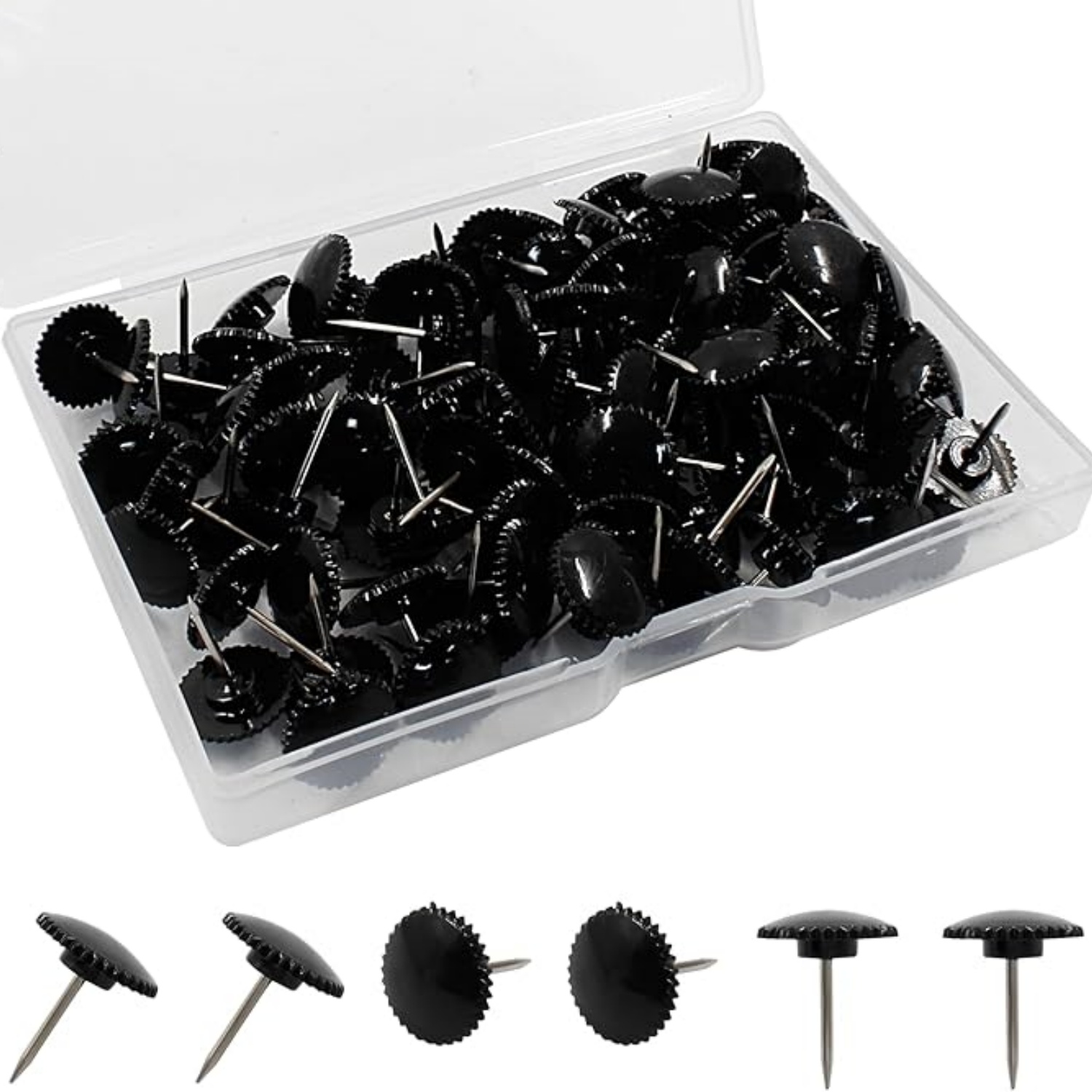 100 Pcs Black Push Pins, Plastic Thumb Tacks for Wall Hanging, Flat ...