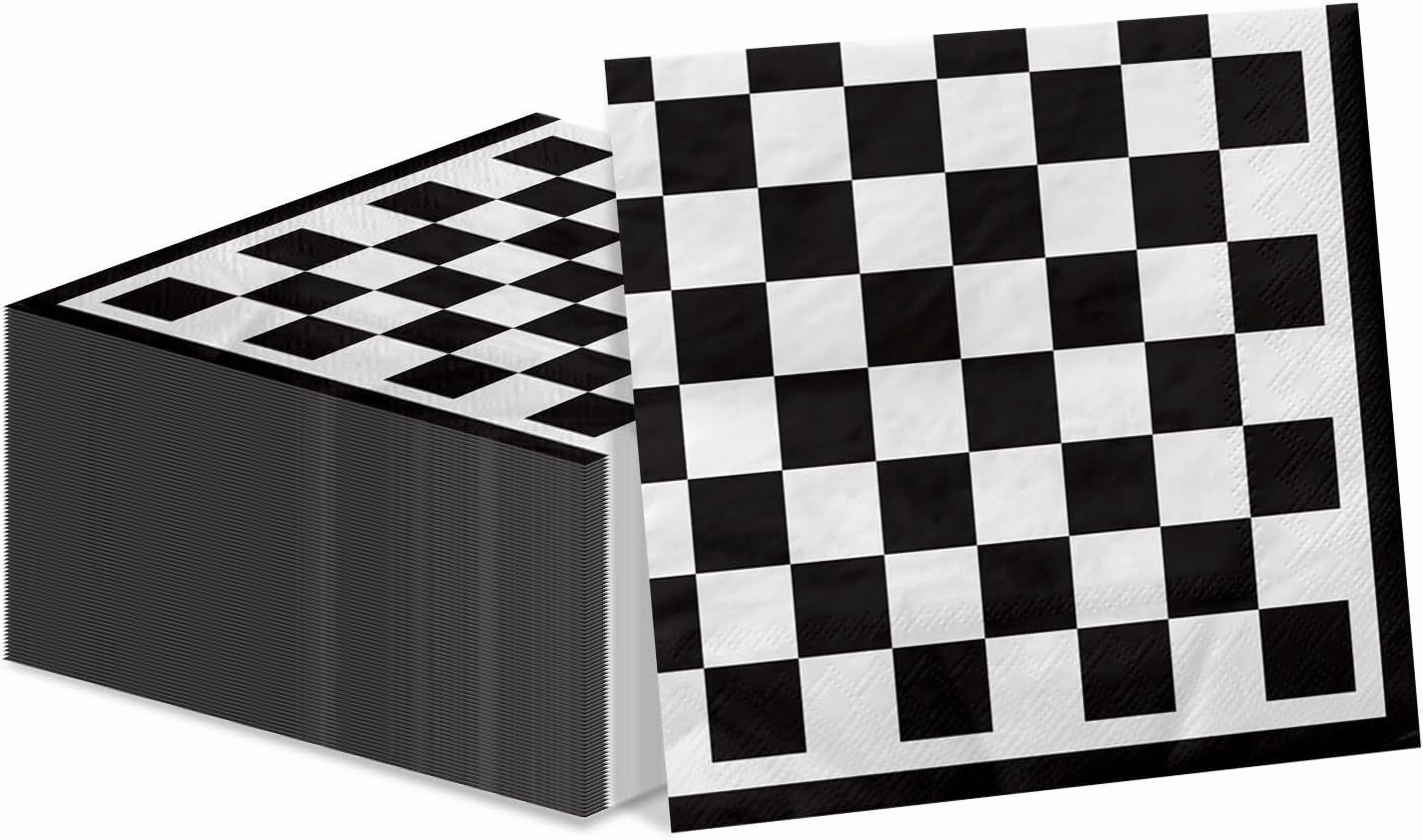 100 Pcs Black and White Checkered Napkins, Racing Car Party Supplies ...
