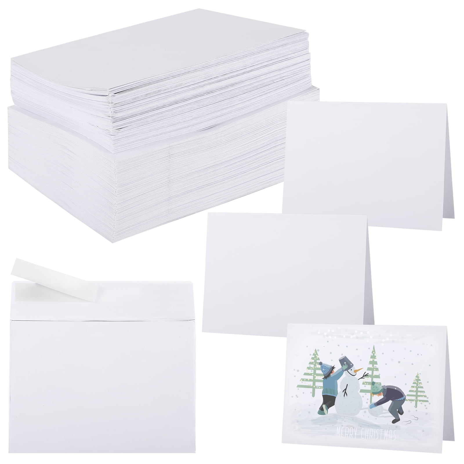 100 Pcs Blank Cards and Envelopes, A7 White Invitation Cardstocks with ...
