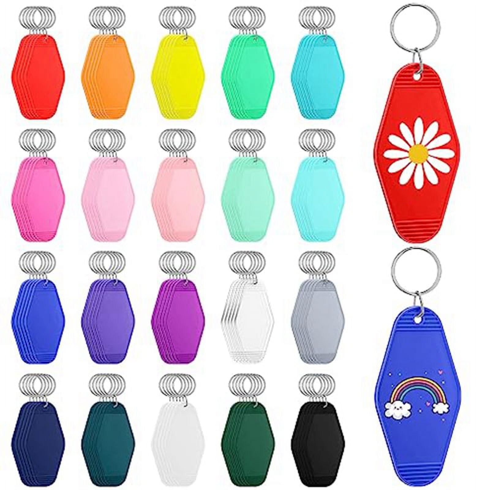 100 Pcs Blank Hotel Motel Keychain Bulk 20 Colors Plastic Sublimation ...