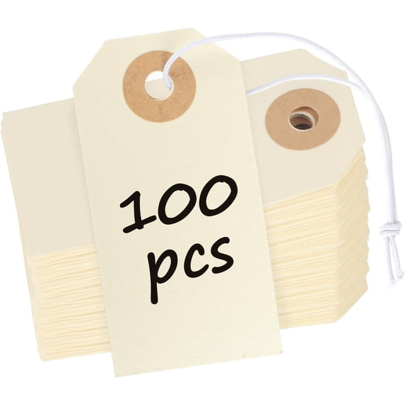 100 Pcs Blank Shipping Tag with Elastic String Attached Cardstock Paper ...