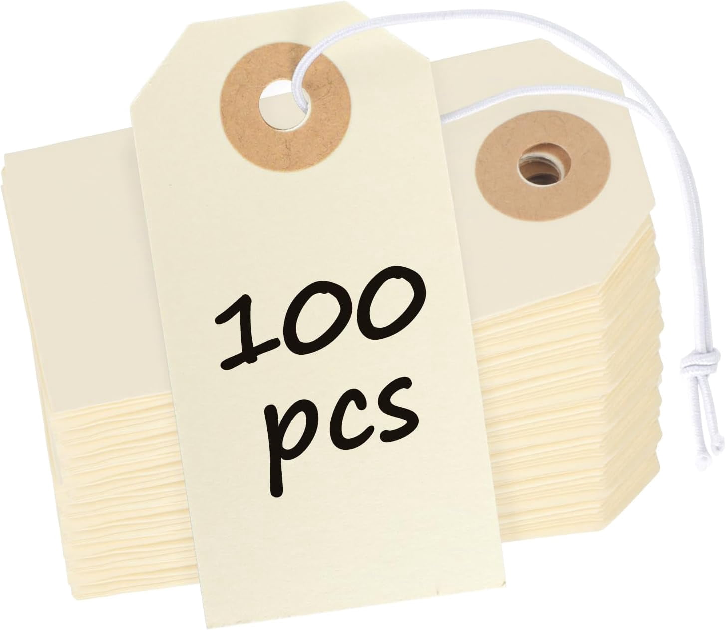 100 Pcs Blank Shipping Tag with Elastic String Attached Cardstock Paper ...