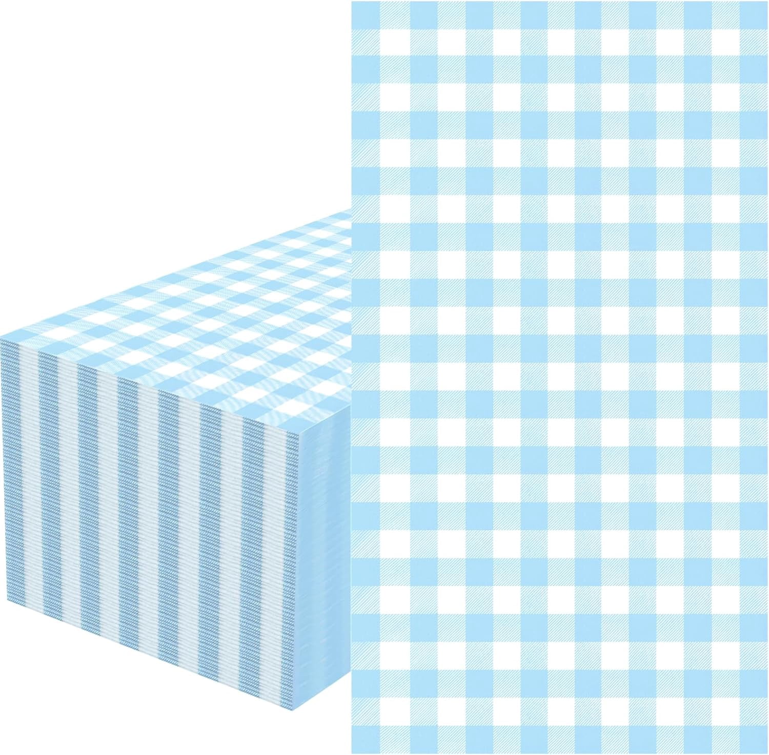 100 Pcs Blue Gingham Napkins Disposable - Blue and White Checkered ...