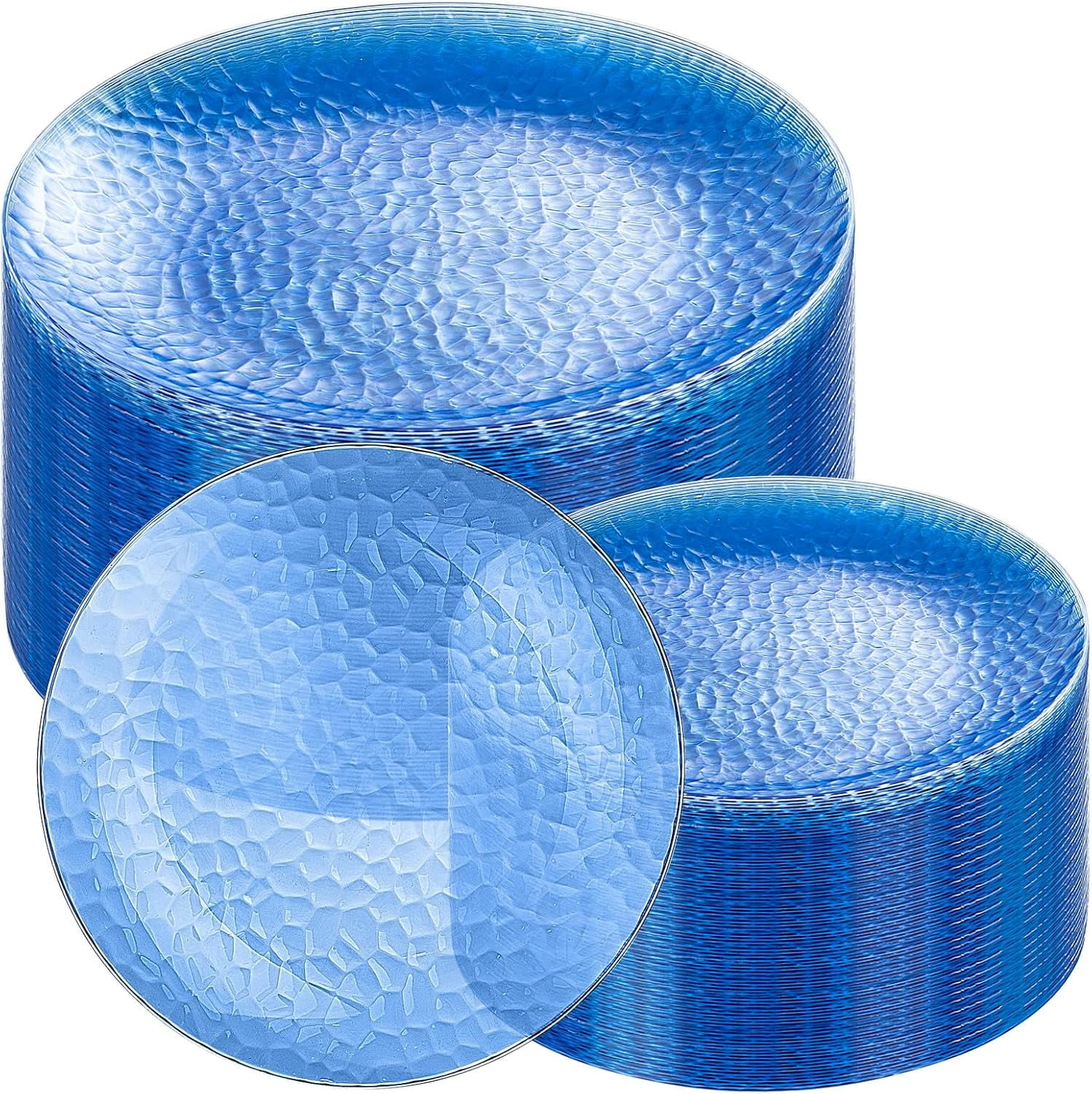 100 Pcs Blue Plastic Plates, Blue Heavy Duty plastic Plates, Clear-blue ...