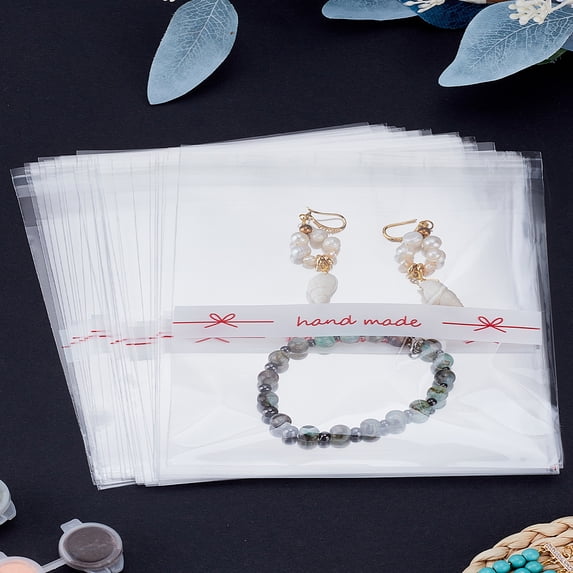 100 Pcs Bowknot Clear Self Adhesive Candy Bags OPP Cookie Bags for ...