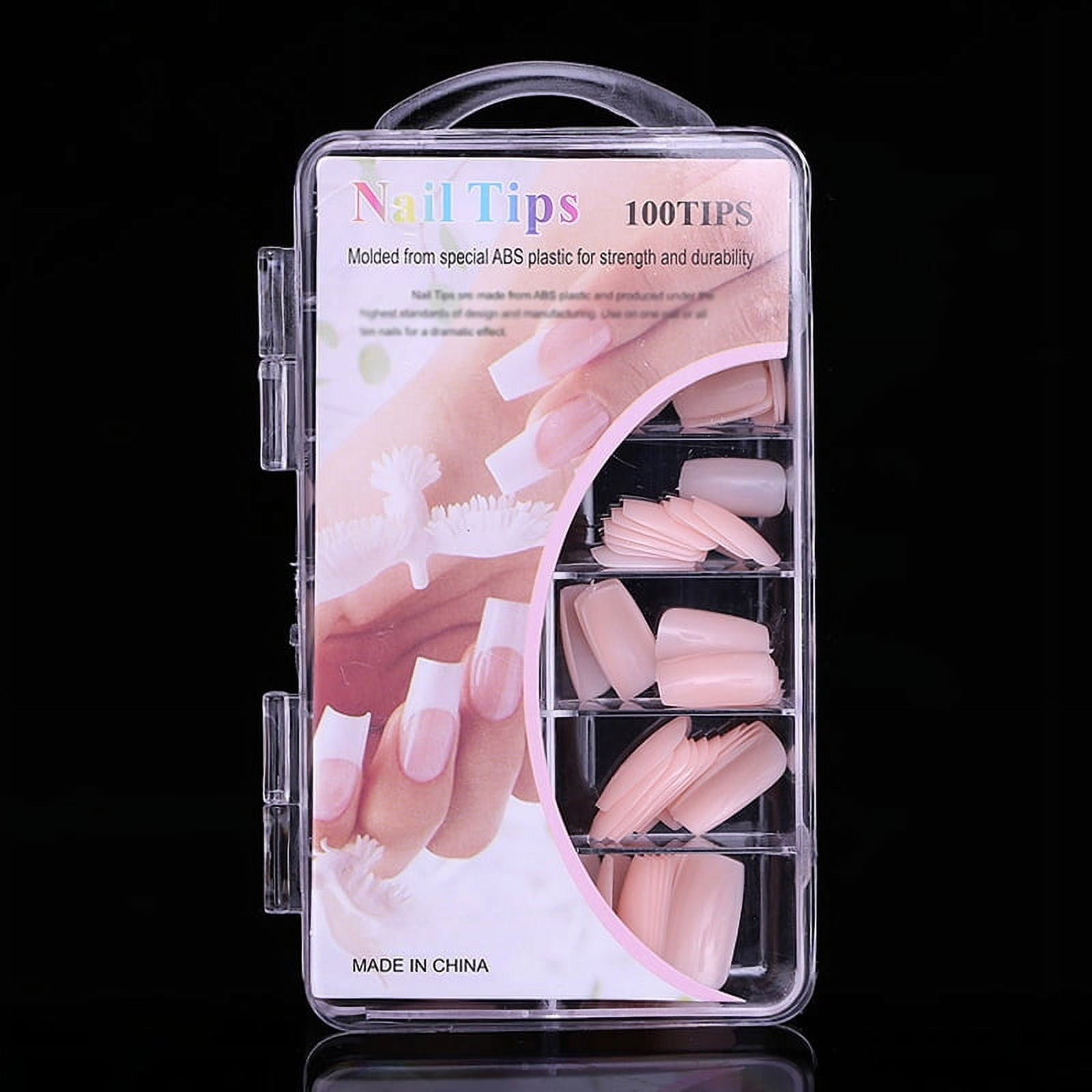 100 Pcs/Box False Nails With Case Practice Polish Gel Artificial Fake ...