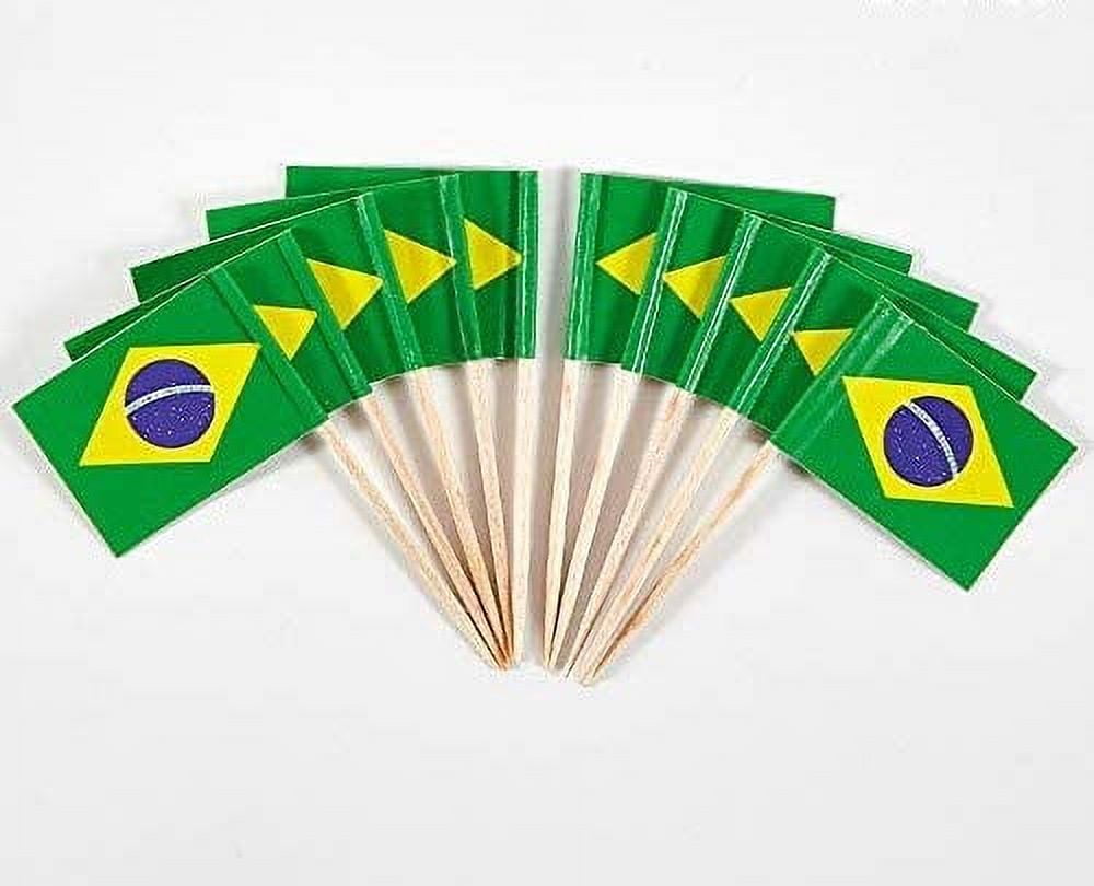 100 Pcs Brazil Flag Brazilian Toothpick Flags, Small Mini Stick Cupcake ...