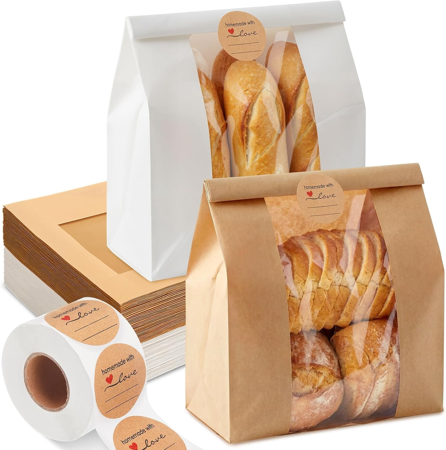 100 Pcs Bread Bags for Homemade Bread Sourdough Paper Bakery Bags with ...