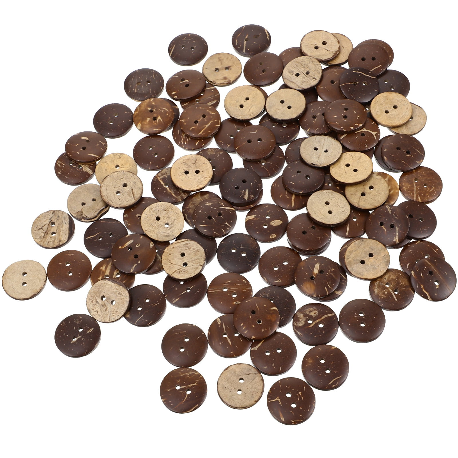 100 Pcs Brown Buttons Retro Decor Coconut Eye Scrapbooking Decorative ...