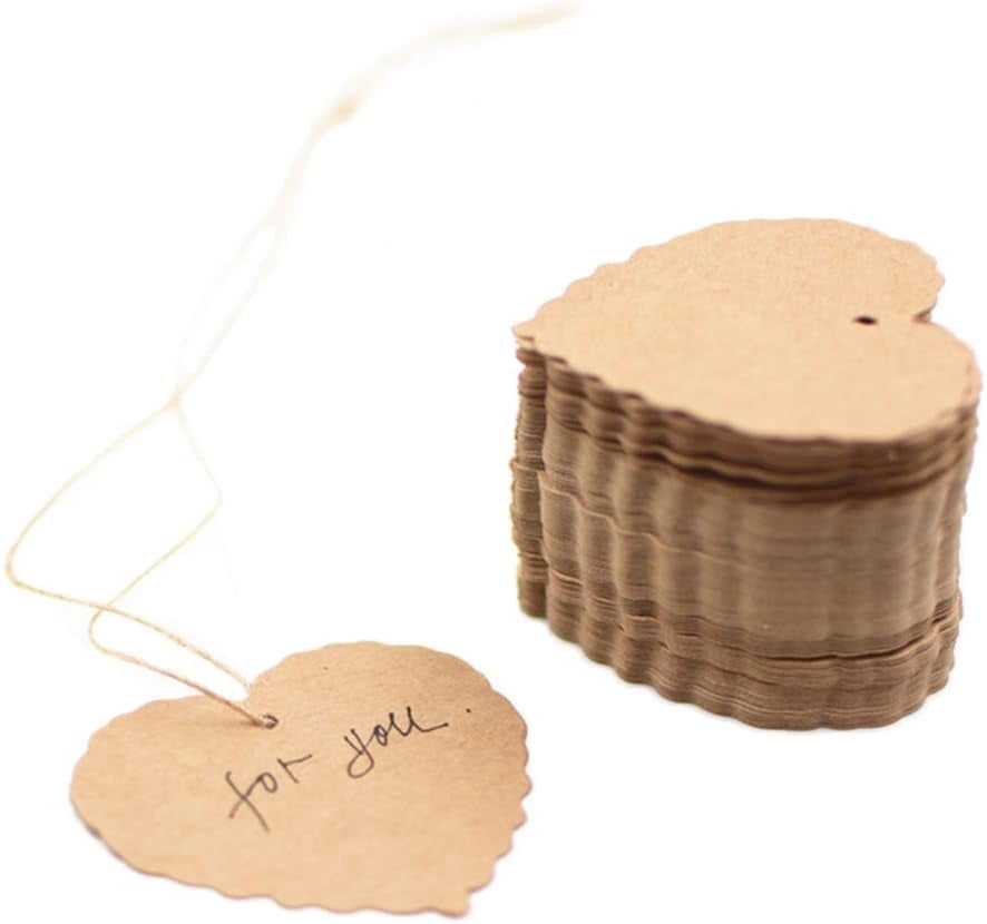 100 Pcs Brown Heart Shape Kraft Paper Gift Tags Price Tags Crafts Hang ...
