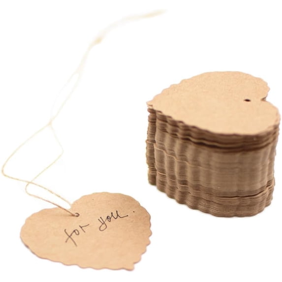 100 Pcs Brown Heart Shape Kraft Paper Gift Tags Price Tags Crafts Hang ...