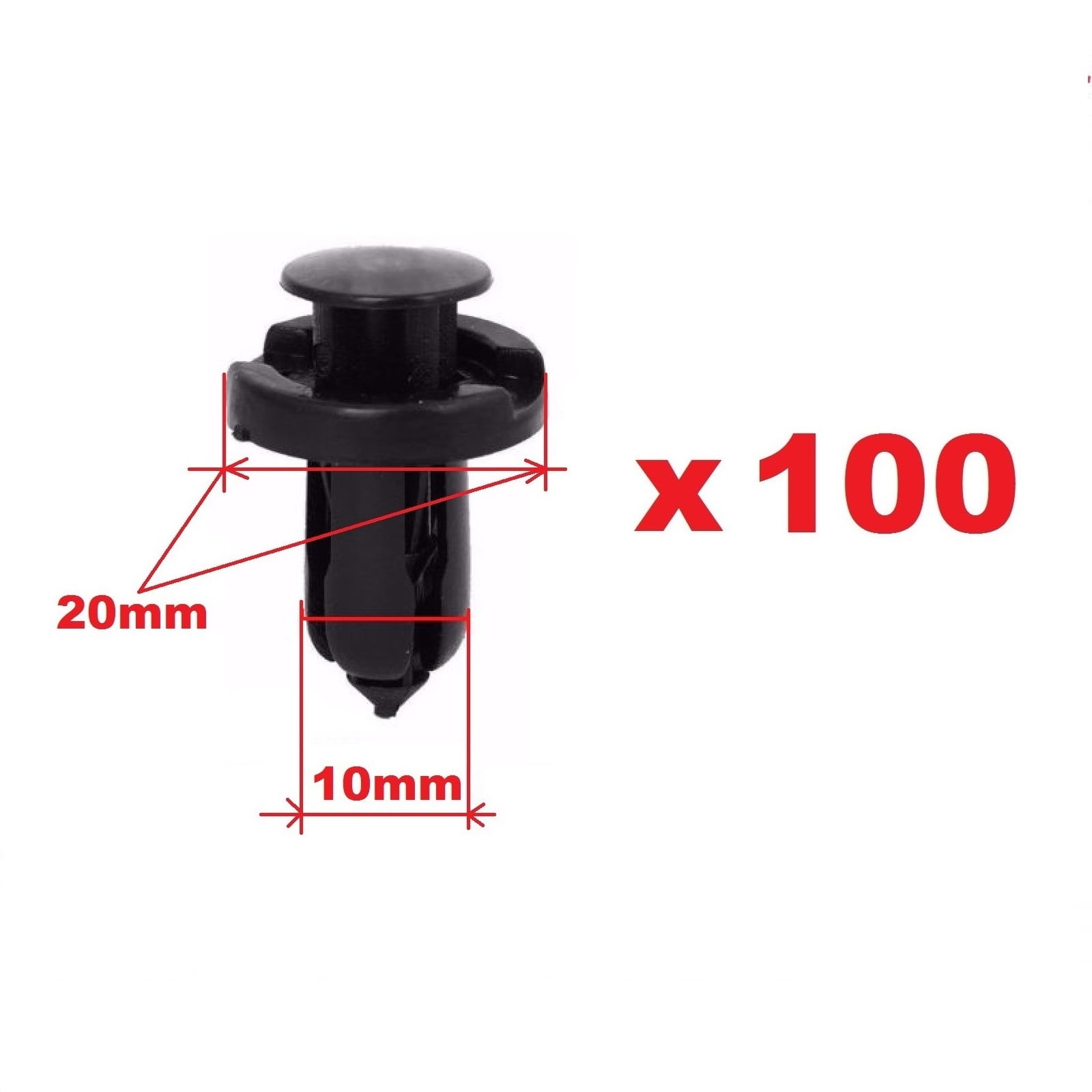 100 Pcs Bumper Clips 10mm Hood Fender Push Rivets Retainer Fasteners ...