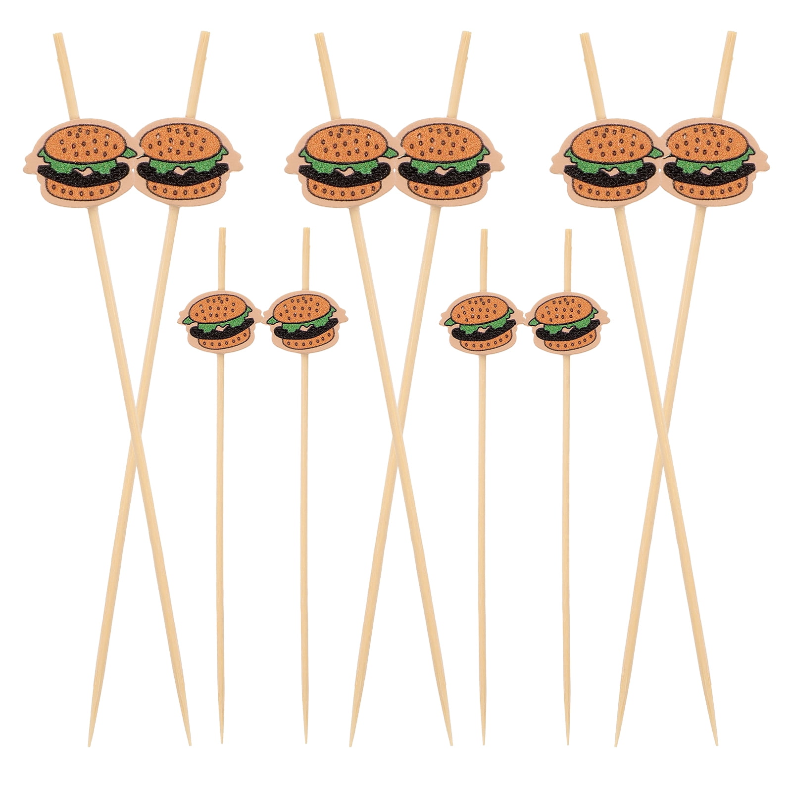 100 Pcs Burger Shaped Fruit Picks Cocktail Sandwich Toothpick Drinks ...