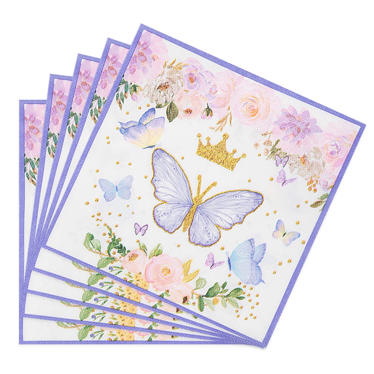 100 Pcs Butterfly Napkins Party Paper Guest Towels Disposable Colorful ...