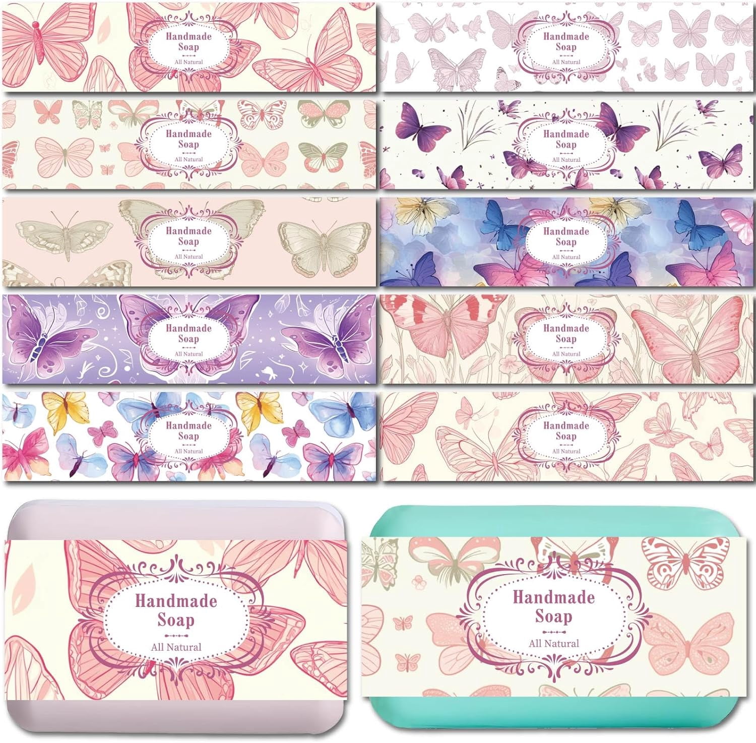 100 Pcs Butterfly Soap Paper Wrapper 10 Styles Retro Vertical Soap Wrap ...